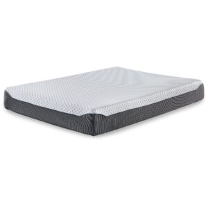 signature design by ashley king size chime elite 10 inch plush green tea & charcoal gel memory foam mattress with micro cool cover, 79"l x 75"w x 10"th, white