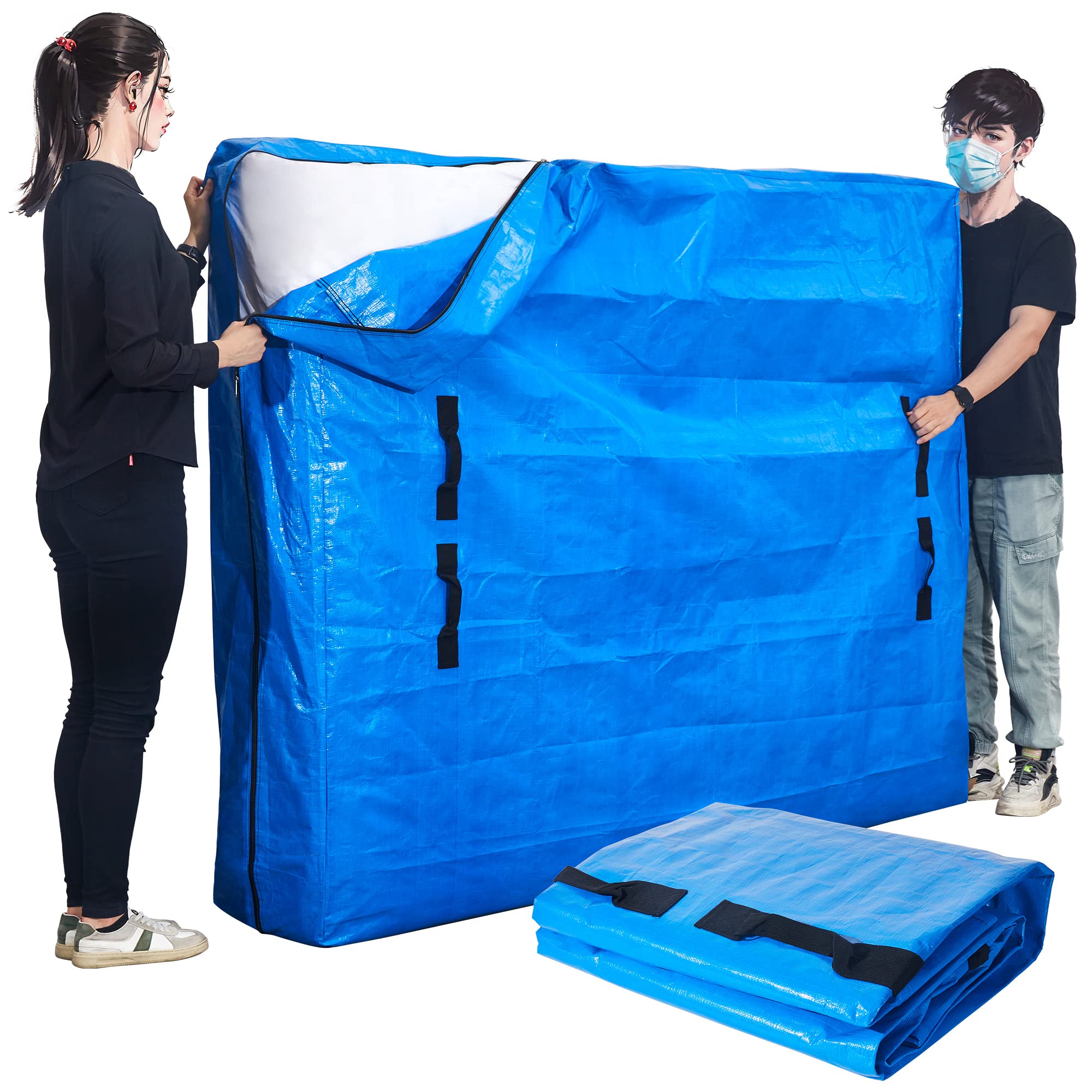 Best Season Twin Size Mattress Bag for Moving Reusable - Heavy Duty Tarp Waterproof Mattress Storage Bag - Easy Carrier Durable Mattress Protection Bag with Handles and Dual Zippers - 1 Pack