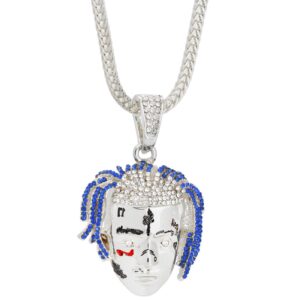 L2JK 14k White Gold Plated Hip Hop Rapper Exquisite Tentacion R.I.P Pendant Franco Chain 24" Necklace (Silver)