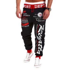 cottory men's hiphop dance jogger sweatpants trousers red black small