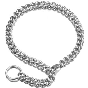 jxlepe womens choker chain cuban link adjustable with o ring belt tail 0.4inch wide goth punk rock stainless steel gift for her sexy pendant xxxt. outstanding kiwi necklace (white, 18)