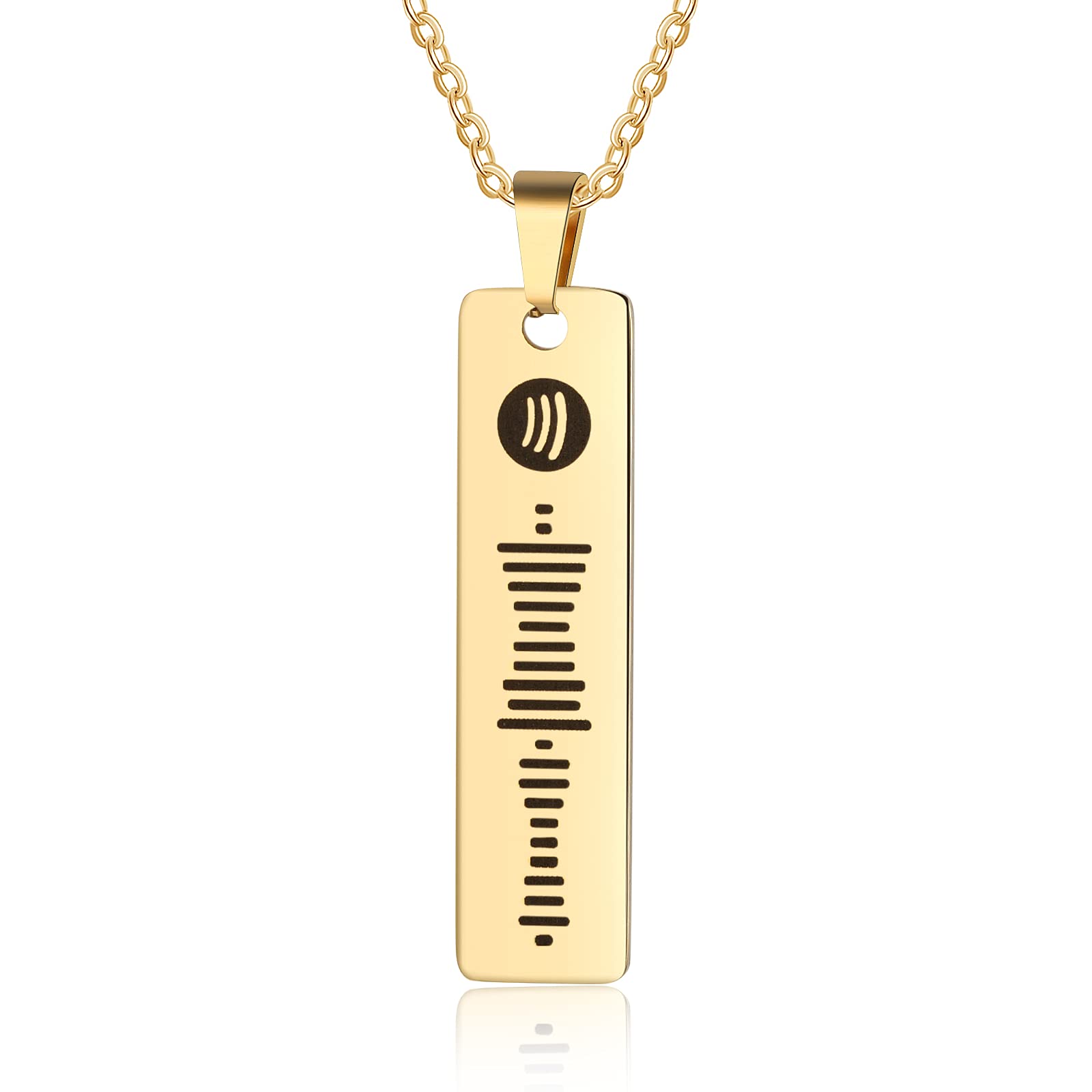 ALBERTBAND Spotify Necklace Custom Music Personalized Spotify Scan Necklace for Women Custom Spotify Code Necklace for Men Music Song Necklaces Friendship Necklace Couple Necklace (Gold)