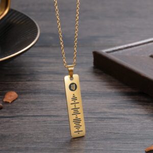 ALBERTBAND Spotify Necklace Custom Music Personalized Spotify Scan Necklace for Women Custom Spotify Code Necklace for Men Music Song Necklaces Friendship Necklace Couple Necklace (Gold)