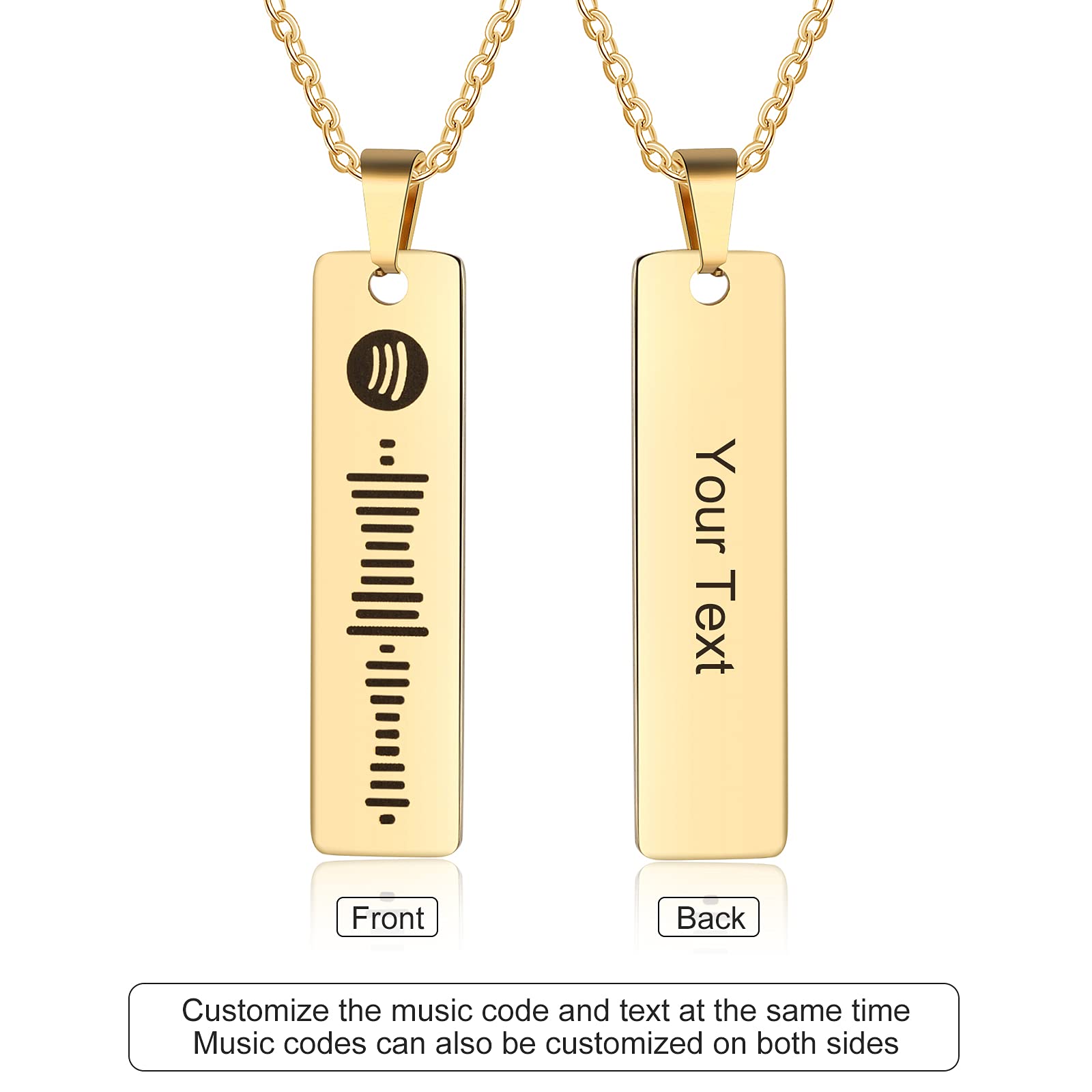 ALBERTBAND Spotify Necklace Custom Music Personalized Spotify Scan Necklace for Women Custom Spotify Code Necklace for Men Music Song Necklaces Friendship Necklace Couple Necklace (Gold)