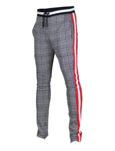 screenshotbrand-p11957 mens hip hop premium slim fit track pants - athletic jogger checker pattern color block print bottoms-black/pattern-xlarge