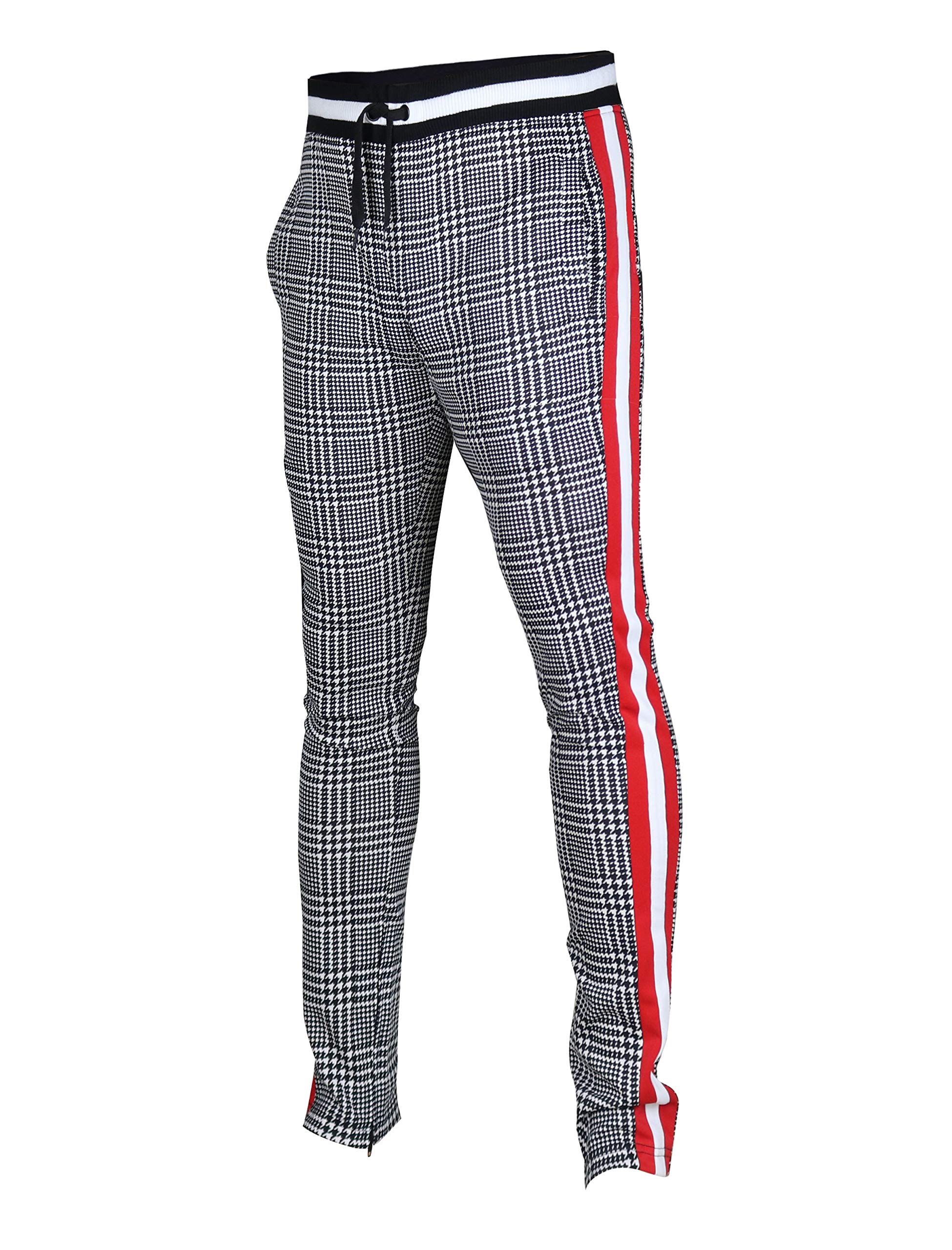 SCREENSHOTBRAND-P11957 Mens Hip Hop Premium Slim Fit Track Pants - Athletic Jogger Checker Pattern Color Block Print Bottoms-Black/Pattern-Xlarge