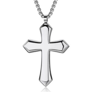 dowos silver cross necklace mens cross necklace stainless steel large cross necklace gold cross necklace for men silver cross necklace