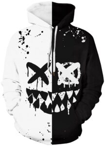 chaos world men's novelty hoodie long sleeves 3d funny graphic print sweatshirt pullover(medium,4 black white wing)