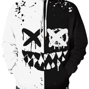 Chaos World Men's Novelty Hoodie Long Sleeves 3D Funny Graphic Print Sweatshirt Pullover(Medium,4 Black White Wing)