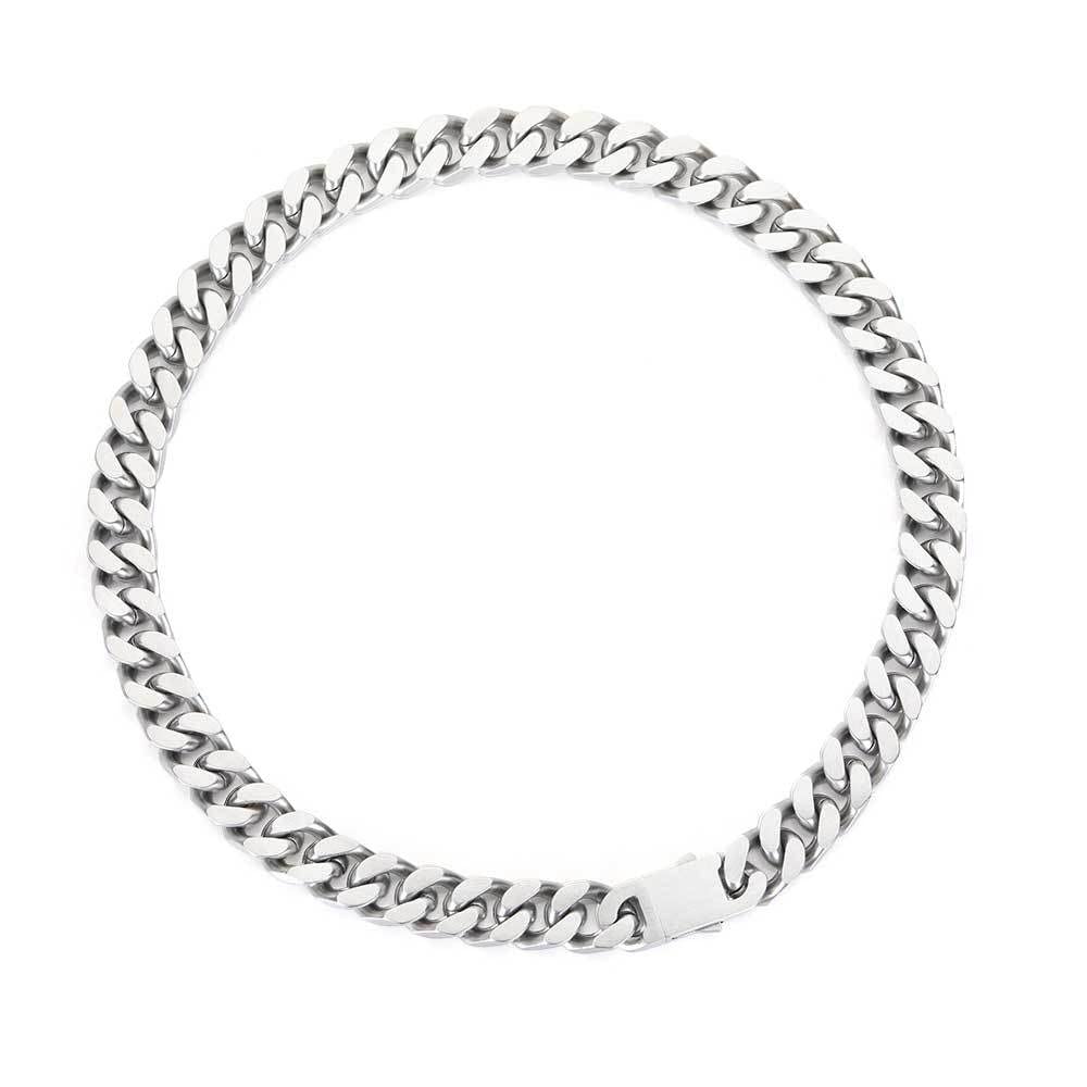 12mm Miami Cuban Link Chain for Men Women 316L Stainless Steel Boys Hiphop Silver Color Choker Necklace 16/18/20/22/24/26 Inches (20 inches Men's choker length)