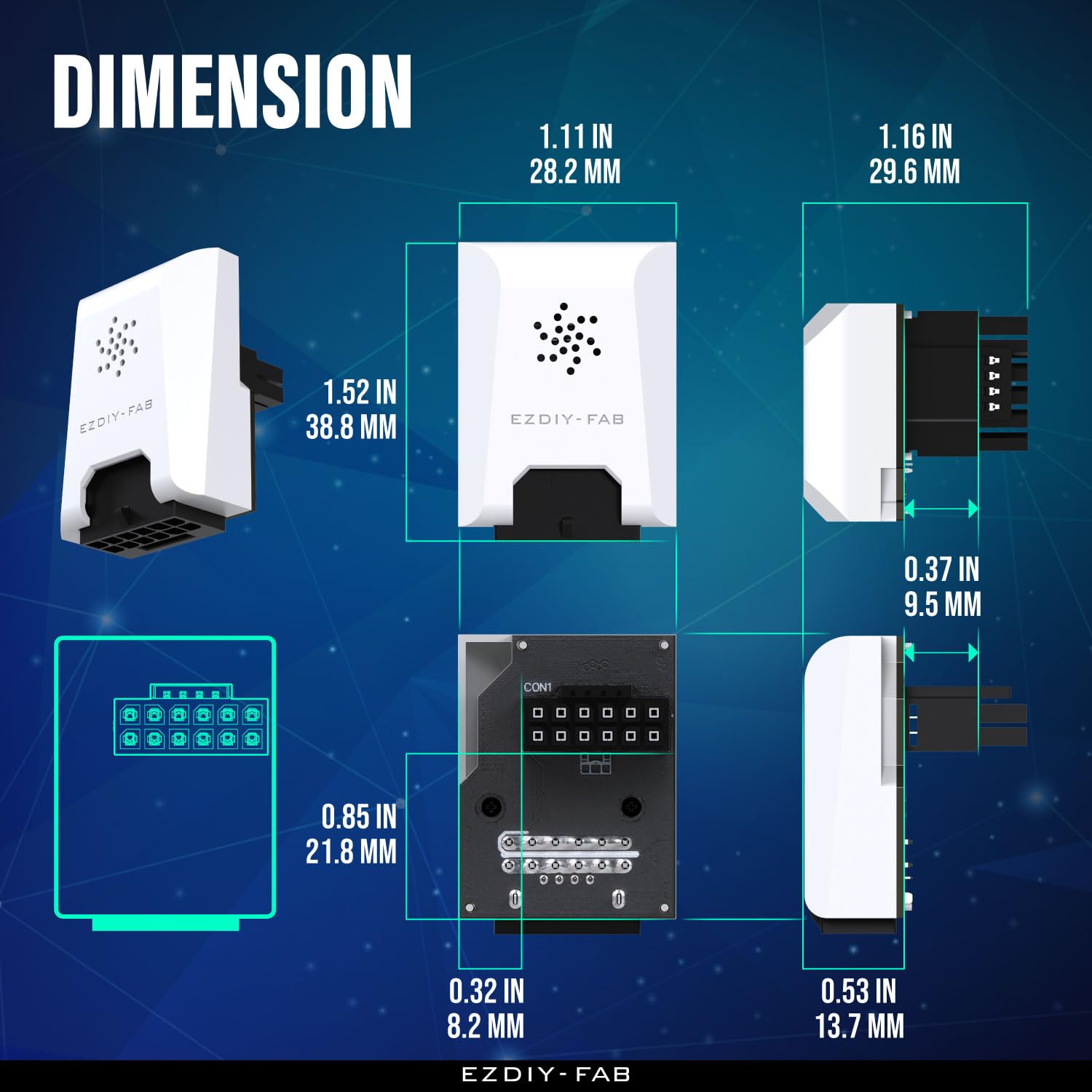 EZDIY-FAB PCIe 5.0 12VHPWR GPU Power Bridge, 12+4 Pin Angle Connector Power Adapter, for RTX40' Series GPUs, Compatible with RTX4090, 4080, 4070ti - White 90° RVS