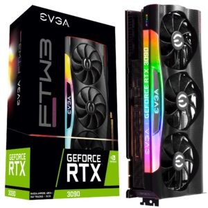 evga geforce rtx 3090 ftw3 ultra gaming, 24gb gddr6x, icx3 technology, argb led, metal backplate, 24g-p5-3987-kr (renewed)