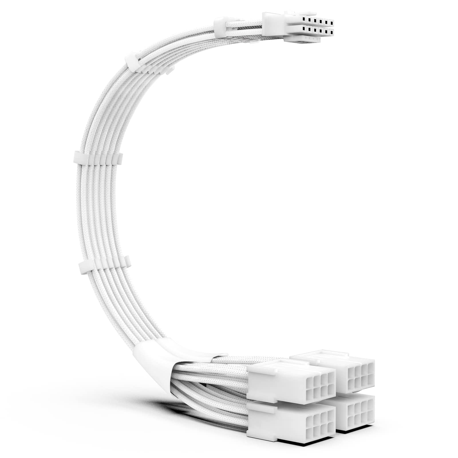 ABNO1 RTX4090 16Pin(12+4) to 4x8pin PCI-e 5.0 Sleeved Cable Extension 30CM Length with Combs,12Pin Compatible for 4070ti&4080&3090Ti Series (White/Single)