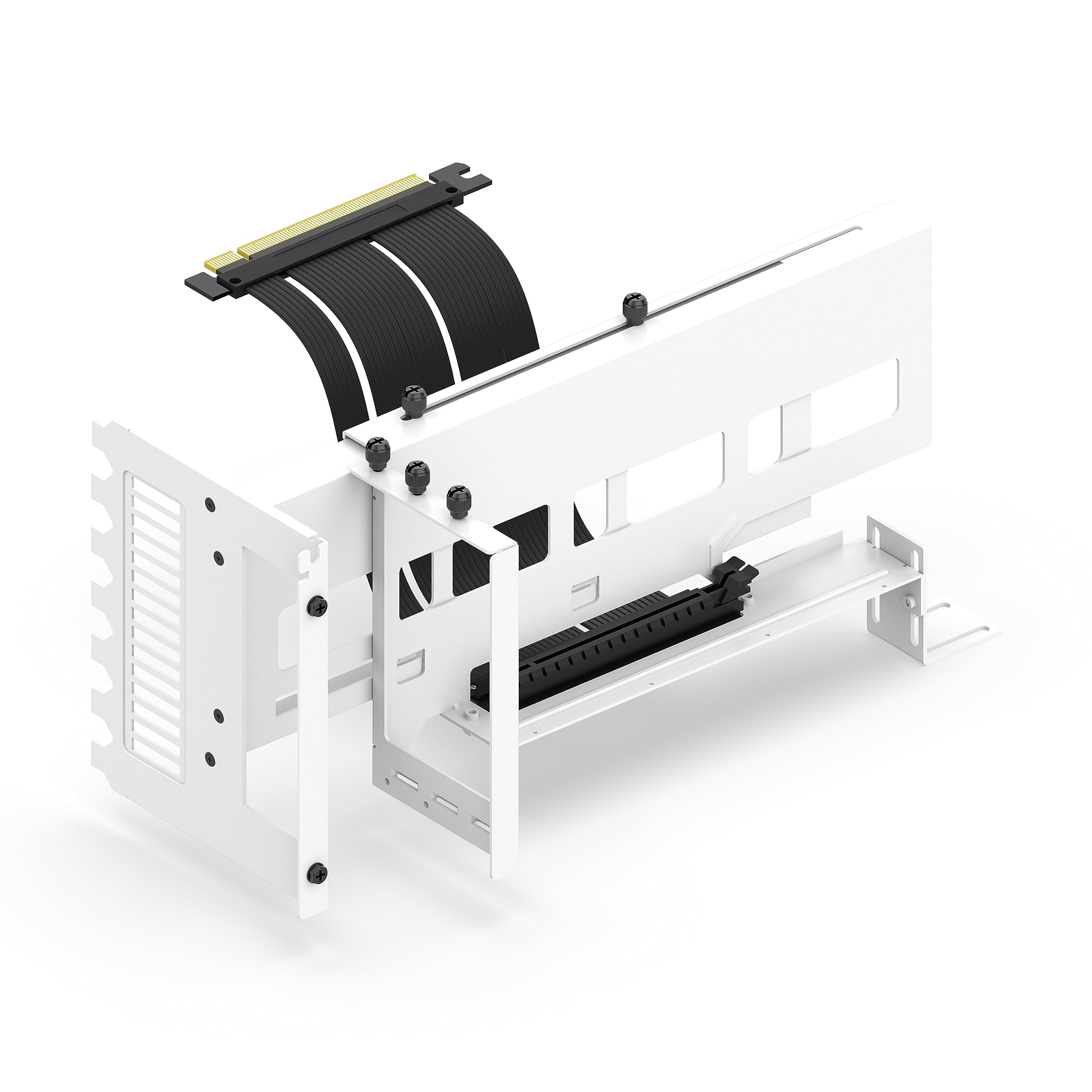 EZDIY-FAB Vertical PCIe 4.0 GPU Mount Bracket Graphic Card Holder with 5V 3 Pin ARGB LED Module, Video Card VGA Support Kit with PCIe 4.0 X16 Gen4 17cm/6.69in Riser Cable 90 Degree Right Angle (White)