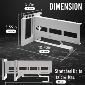 EZDIY-FAB Vertical PCIe 4.0 GPU Mount Bracket Graphic Card Holder with 5V 3 Pin ARGB LED Module, Video Card VGA Support Kit with PCIe 4.0 X16 Gen4 17cm/6.69in Riser Cable 90 Degree Right Angle (White)