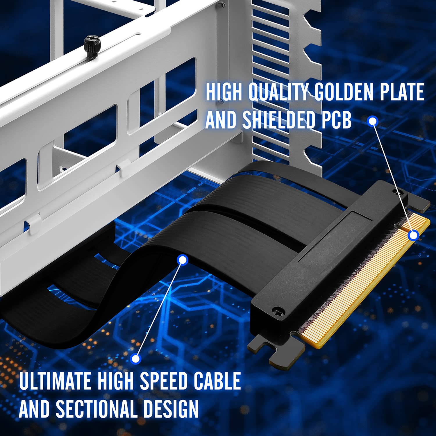 EZDIY-FAB Vertical PCIe 4.0 GPU Mount Bracket Graphic Card Holder with 5V 3 Pin ARGB LED Module, Video Card VGA Support Kit with PCIe 4.0 X16 Gen4 17cm/6.69in Riser Cable 90 Degree Right Angle (White)