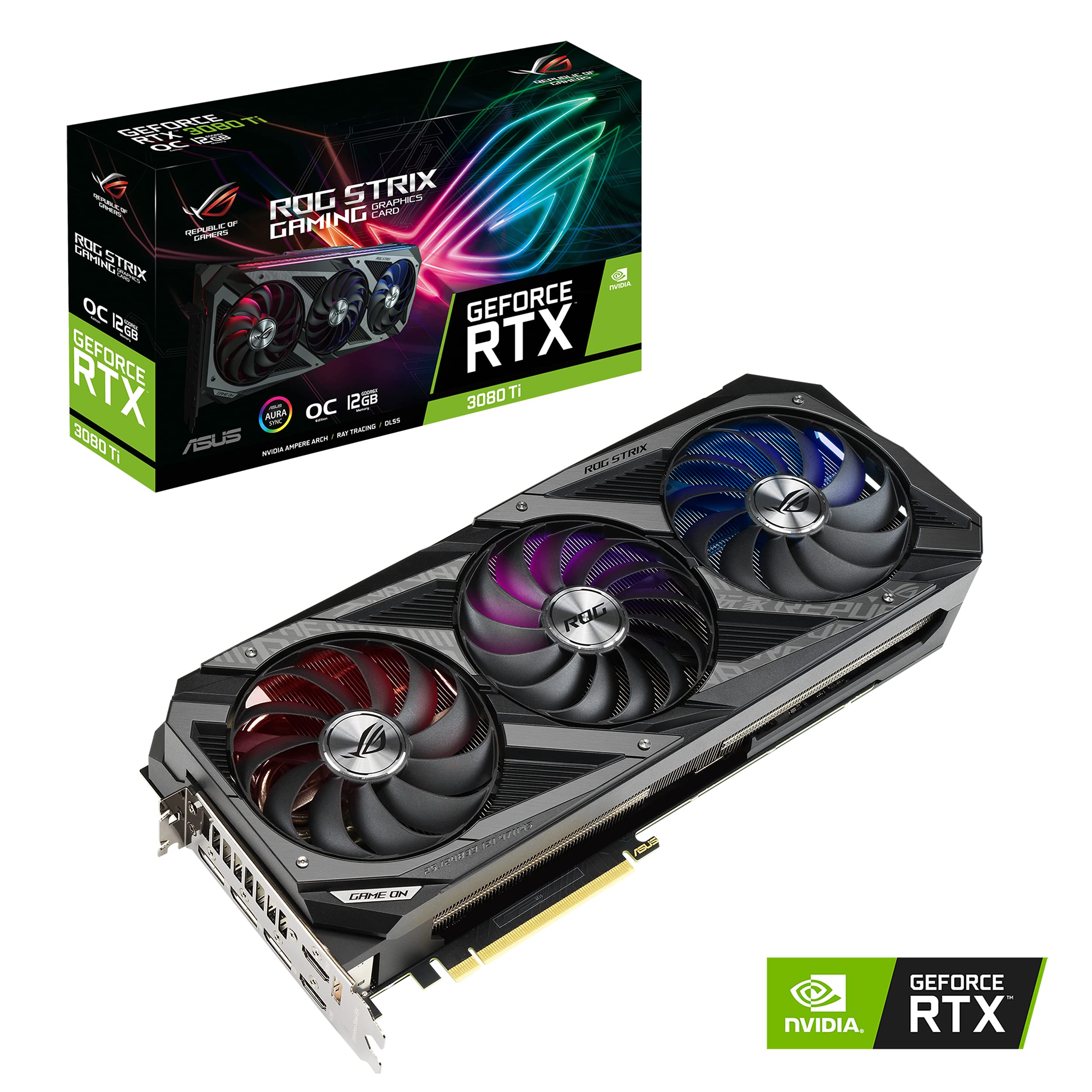 Asus ROG Strix NVIDIA GeForce RTX 3080 Ti OC Edition Gaming Graphics Card (PCIe 4.0, 12GB GDDR6X, HDMI 2.1, DisplayPort 1.4a, Axial-tech Fan Design, 2.9-Slot, Super Alloy Power II, GPU Tweak II)