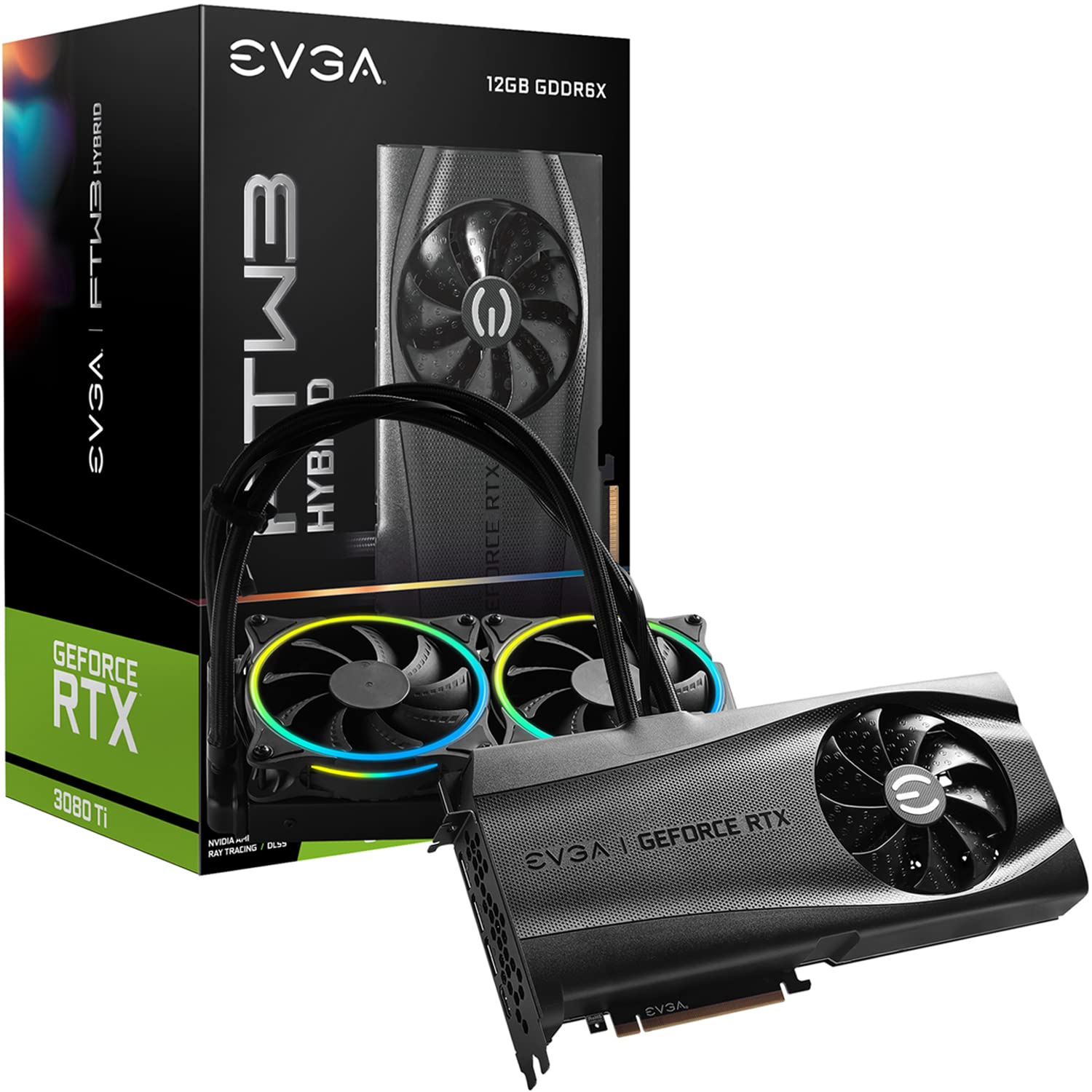 EVGA GeForce RTX 3080 Ti FTW3 ULTRA HYBRID GAMING, 12G-P5-3968-KR, 12GB GDDR6X, iCX3 Technology, ARGB LED, Metal Backplate