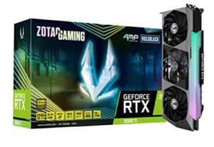 zotac gaming geforce rtx™ 3080 ti amp extreme holo 12gb gddr6x 384-bit 19 gbps pcie 4.0 gaming graphics card, holoblack, icestorm 2.0 advanced cooling, spectra 2.0 rgb lighting, zt-a30810b-10p