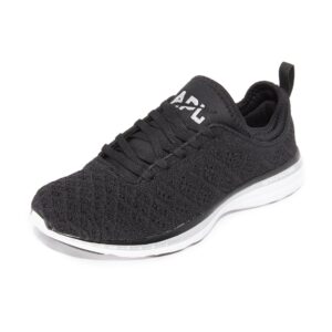 APL: Athletic Propulsion Labs Women's TechLoom Phantom Sneakers, Black/Metallic Silver, 7.5 Medium US