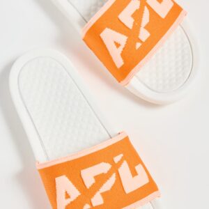 APL: Athletic Propulsion Labs Women's Big Logo TechLoom Slides, Ivory/Orange/Neon Peach, 6 Medium US