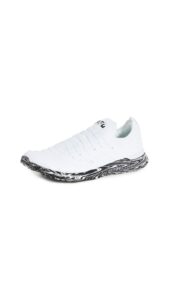 apl: athletic propulsion labs women's techloom wave sneakers, white/black/marble, 9 medium us