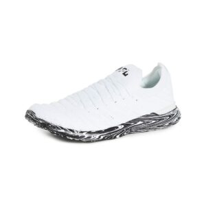 APL: Athletic Propulsion Labs Women's Techloom Wave Sneakers, White/Black/Marble, 9 Medium US