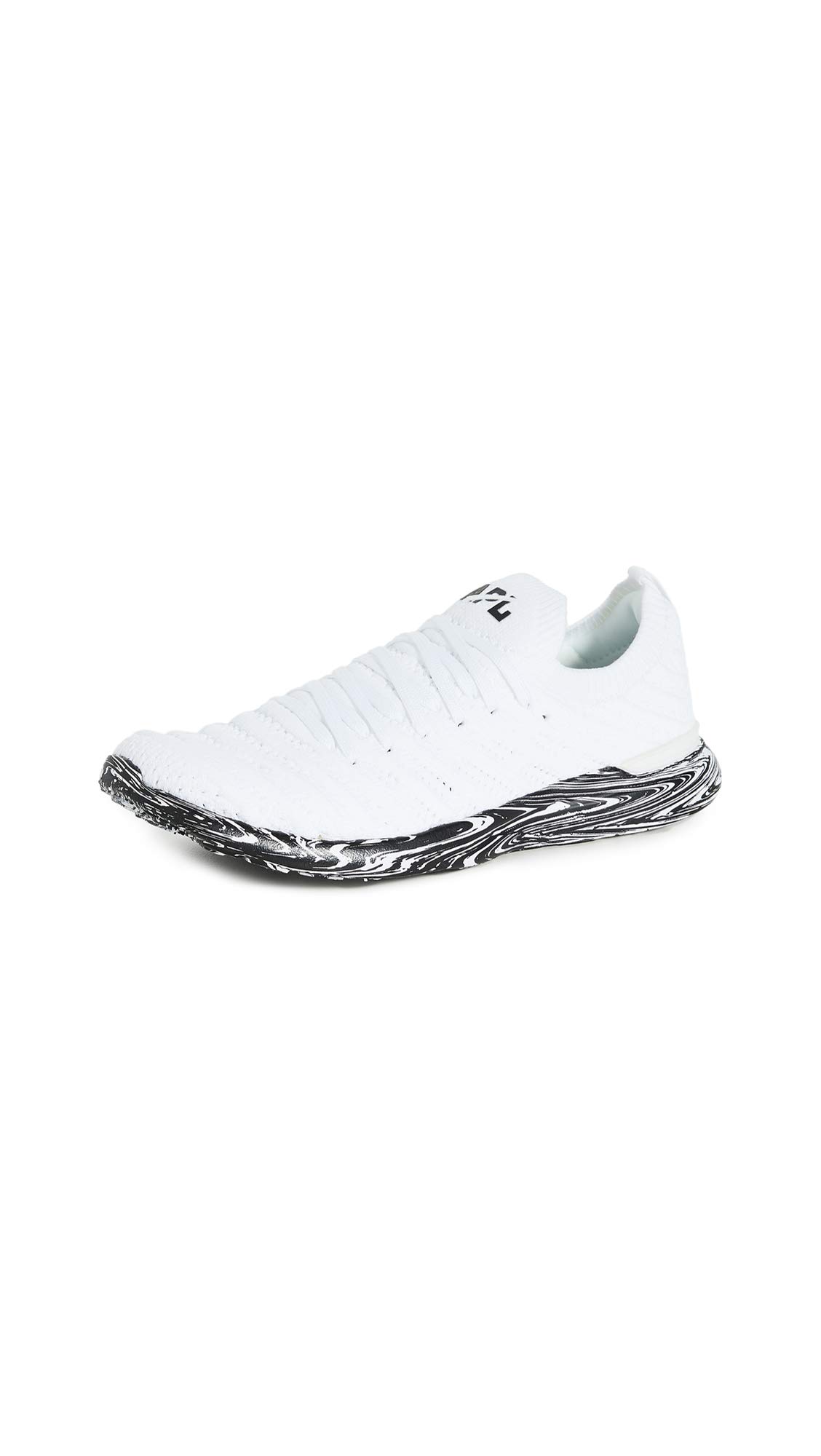 APL: Athletic Propulsion Labs Women's Techloom Wave Sneakers, White/Black/Marble, 9 Medium US