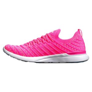 athletic propulsion labs women's techloom wave sneakers, fusion pink/neon peach/white, 8