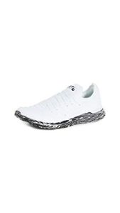 apl: athletic propulsion labs women's techloom wave sneakers, white/black/marble, 9.5 medium us