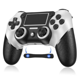 wireless controller for ps4, p4 controller compatible p4 / 3/pro/slim/pc, wireless p4 controller with dual vibration, 6-axis gyro sensor, turbo, type-c port, macro programming func [latest upgrade]