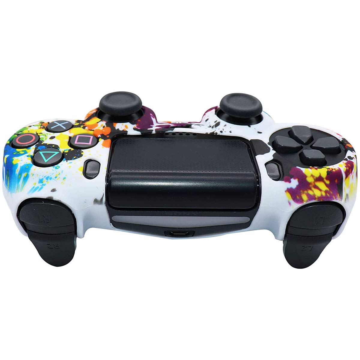 Sofunii 2pcs Skin for PS4 Controller, Anti-Slip Silicone Cover Shell Case with 8 Thumb Grip Caps, Compatible with PlaySation 4 Slim/Pro Controller DualShock 4 Wireless/Wired Gamepad (Rainbow)