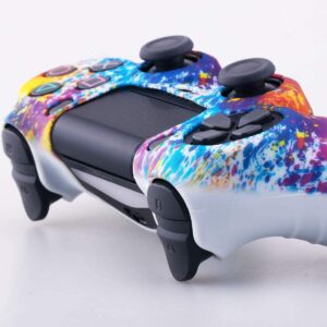 Sofunii 2pcs Skin for PS4 Controller, Anti-Slip Silicone Cover Shell Case with 8 Thumb Grip Caps, Compatible with PlaySation 4 Slim/Pro Controller DualShock 4 Wireless/Wired Gamepad (Rainbow)