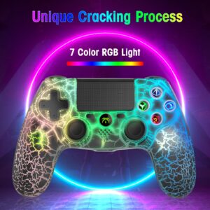 Wireless Controller for PS4, Wireless Remote Gamepad with Unique Cracked Design/Dual Vibration/6-Axis Motion Sensor/Audio Function, Game Controller Widely Compatible with PS4/PC/iOS(Black)