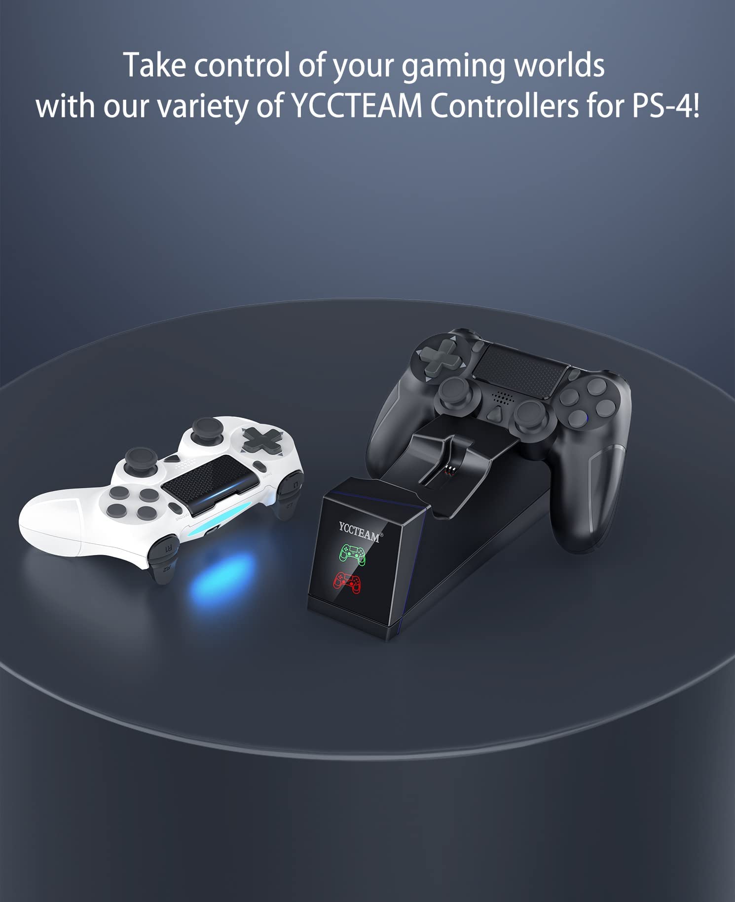 YCCTEAM Wireless Game Controller Compatible with PS 4 Slim with Enhanced Dual Vibration/Analog Sticks/6-Axis Motion Sensor, Compatible with PC/Windows 7/8/10/11