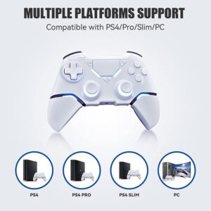 Wireless Controller for PS-4,Wireless Game Controller for PS-4/Pro/Slim Console, with Dual Vibration/6-Axis Gyro Sensor/Audio Function compatible for PC Platform (White)