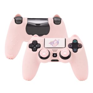 geekshare cat paw ps4 controller skin anti-slip silicone skin protective cover case for playstation 4 dualsense wireless controller - pink