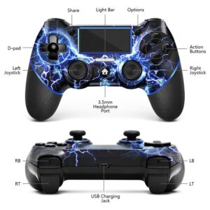 AceGamer 2 Pack Wireless Controller for PS4, Thumb Caps Included! (Gold-Skull and Lightning)