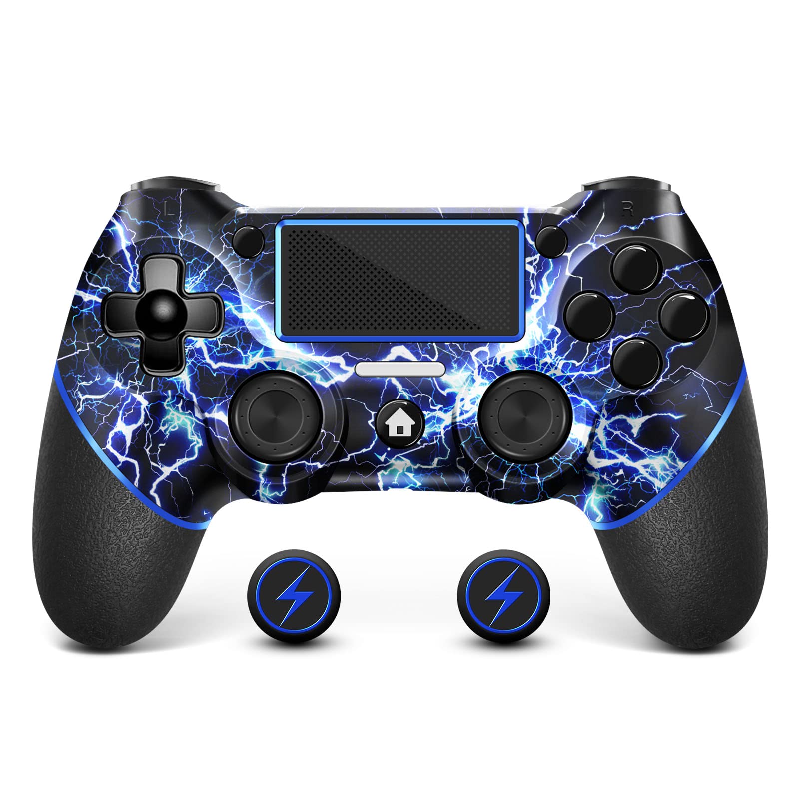 AceGamer 2 Pack Wireless Controller for PS4, Thumb Caps Included! (Gold-Skull and Lightning)