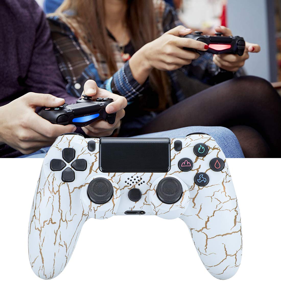 Controller for PS4 , Wireless Controller Compatible with PS4/PS4 Pro/PS4 Slim/PC with Touch Panel/Audio Function/6-Axies Sensor/Dual Vibration,600mAh Battery