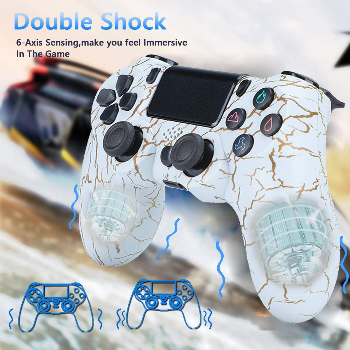 Controller for PS4 , Wireless Controller Compatible with PS4/PS4 Pro/PS4 Slim/PC with Touch Panel/Audio Function/6-Axies Sensor/Dual Vibration,600mAh Battery