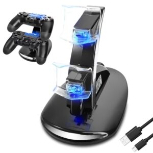 megadream ps4 controller charger, 4 controller usb charging station dock, playstation 4 charging station for playstation4 / ps4 / ps4 slim / ps4 pro controller