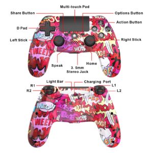 DYONDER Wireless Controller for PS4, Wireless Remote Gamepad with/Dual Vibration/6-Axis Motion Sensor/Audio Function, Game Controller Widely Compatible with PS4/PC/iOS(PINK)