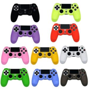 ZOMTOP Silicone PS4 Controller Case: A Second Skin for Your Gamepad - Soft, Anti-Slip, Shockproof - Original Color with Grips and Caps(Yellow)