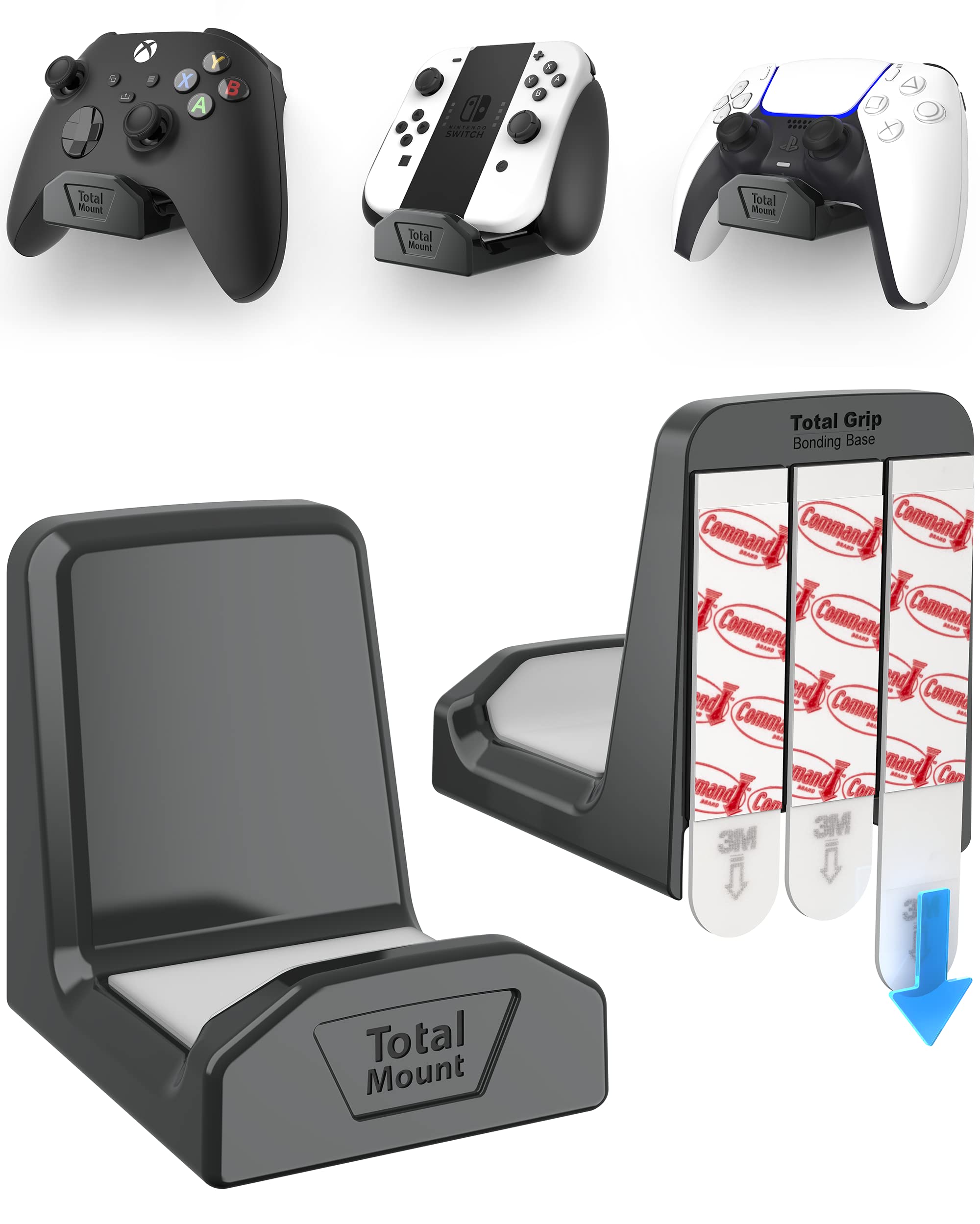 TotalMount (2 Pack) Controller Wall Stands with Non-Slip Pads & Removable Adhesive for Xbox, PS5, PS4, and Nintendo – These Premium Holders Won’t Damage Your Wall with Screws or Permanent Adhesive