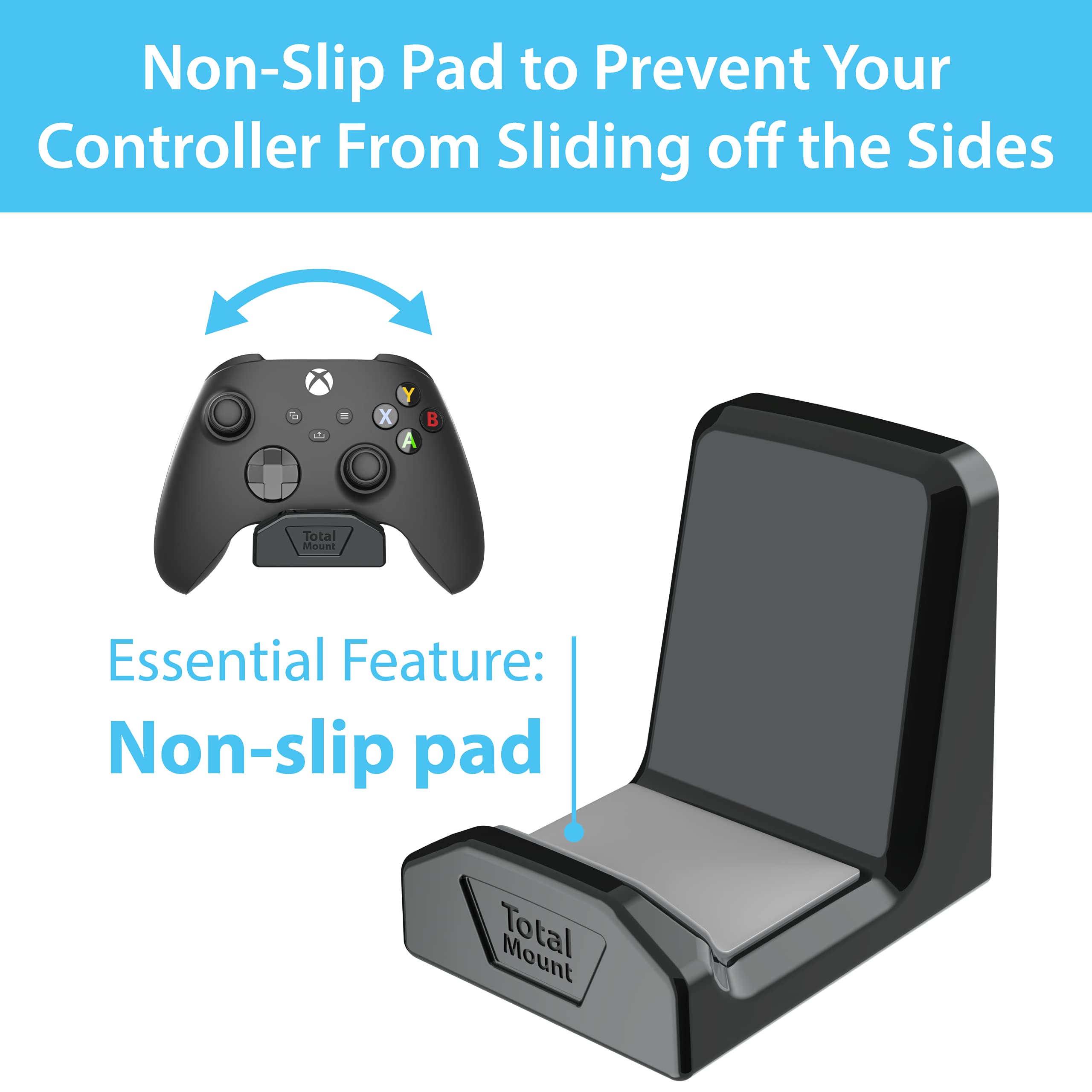 TotalMount (2 Pack) Controller Wall Stands with Non-Slip Pads & Removable Adhesive for Xbox, PS5, PS4, and Nintendo – These Premium Holders Won’t Damage Your Wall with Screws or Permanent Adhesive