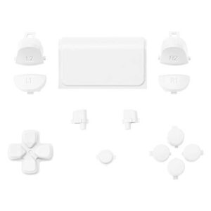 extremerate replacement d-pad r1 l1 r2 l2 triggers touchpad action home share options buttons for ps4 controller, white full set buttons repair kits for ps4 slim pro cuh-zct2 controller