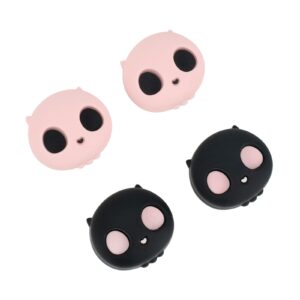 geekshare halloween cute thumb grip caps for playstation 5 controller, thumbsticks cover set compatible with switch pro controller and ps4 ps5 controller, 4pcs - pink skull