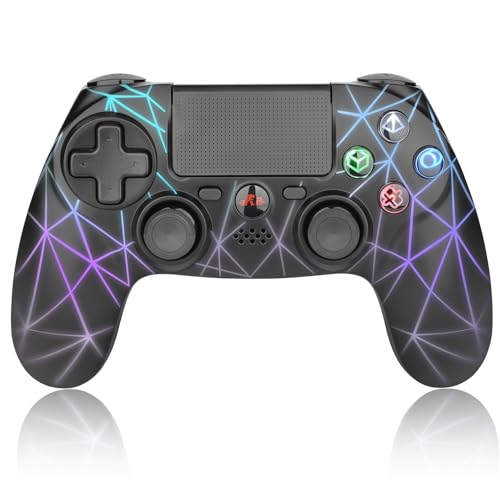 Wireless Controller for PS4,1000mAh Battery -3.5mm Audio Jack -RGB Light and 6-axis Gyro Sensor,Dual-shock Gamepad Joystick Compatible with PS4/PS3/Android/Windows(Crackle Design)