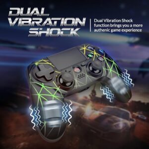 Wireless Controller for PS4,1000mAh Battery -3.5mm Audio Jack -RGB Light and 6-axis Gyro Sensor,Dual-shock Gamepad Joystick Compatible with PS4/PS3/Android/Windows(Crackle Design)